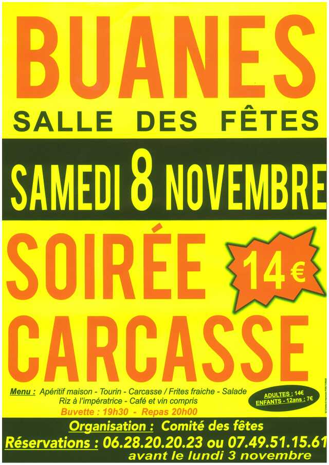 Landes - Repas - Dégustation Pétanque - Soirée carcasses - Agenda Buanes 40320